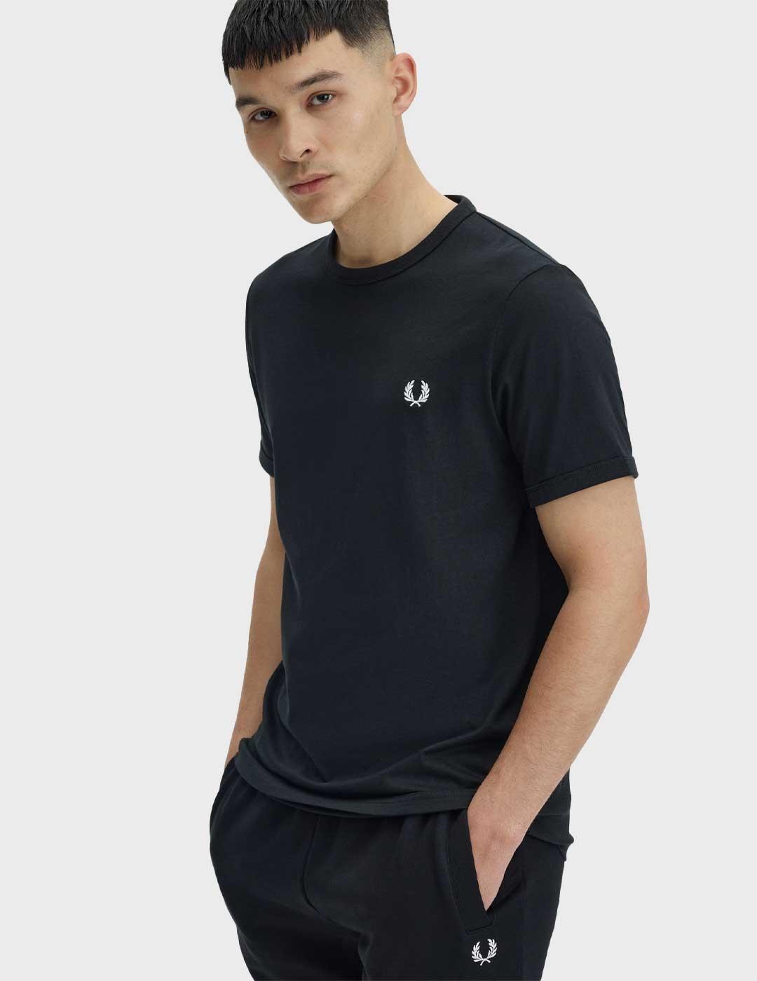 Fred Perry Ringer camiseta negra para hombre Fred Perry para Hombre ...